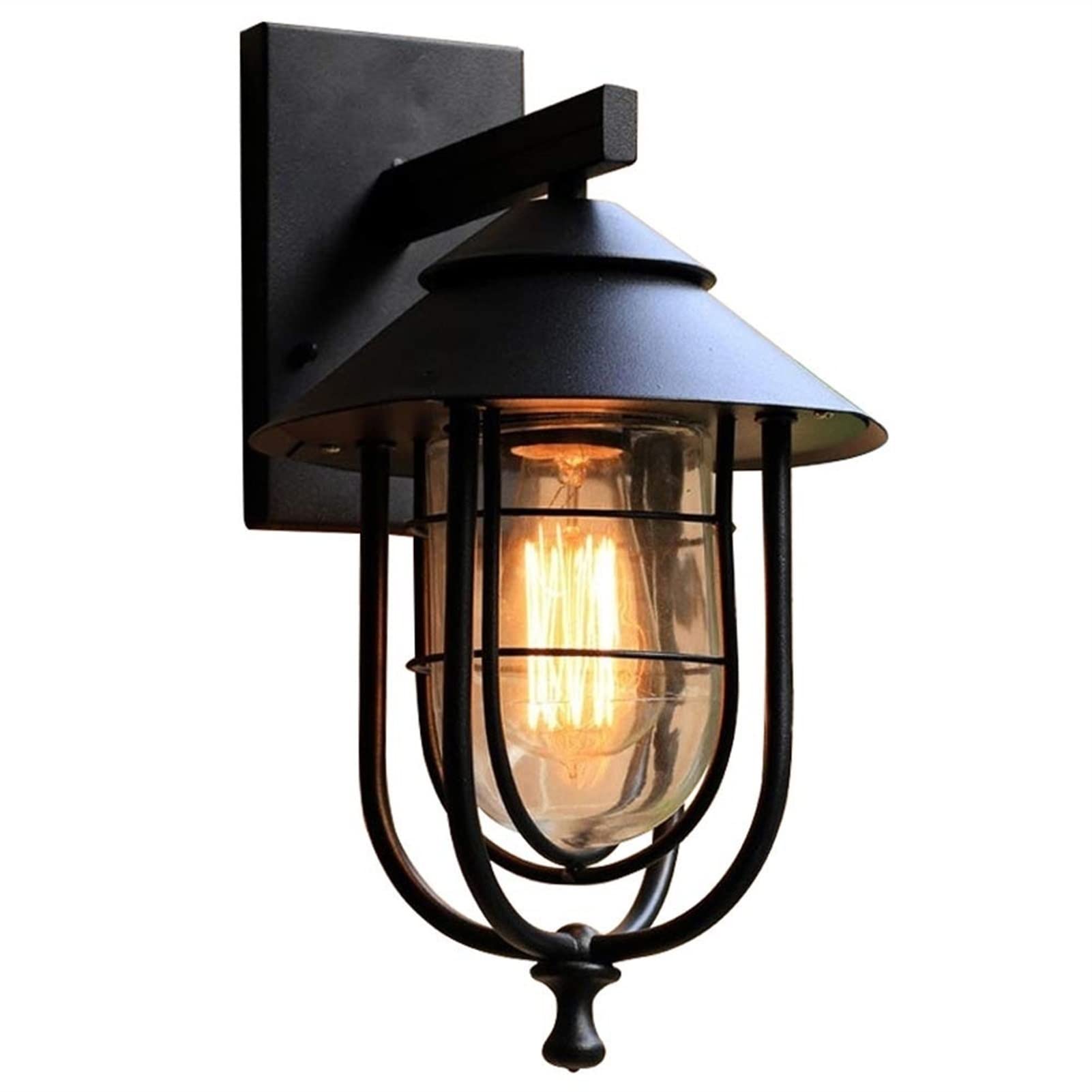 Zziyj Terrace Balcony Exterior Bracket Lamp Sconces Mediterranean Glass Wall Light for Outdoor Garden Home Decoration E27 Door Post Lantern