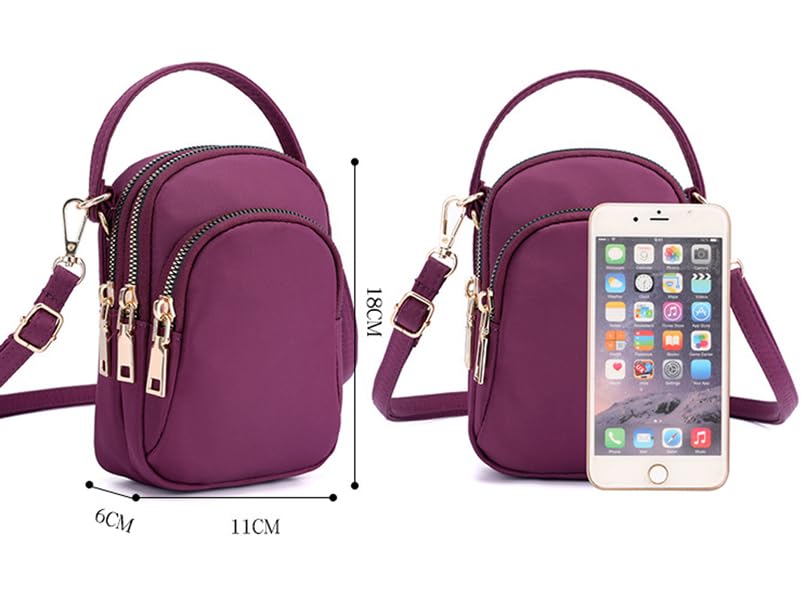 Toniker Nylon Multi-Pockets Small Crossbody Bags Cell Phone Purse Smartphone Wallet for Women with Handy Carry