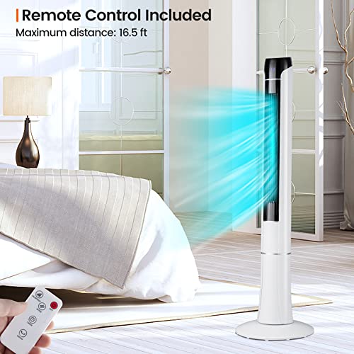 Tangkula 48-Inch Tower Fan with Remote Control, Quiet Bladeless Tower Fan w/ 3 Speeds, 3 Modes, 1-15H Timer & LED Display, 80° Oscillating Floor Standing Fan, Portable Circulating Fan for Home Office