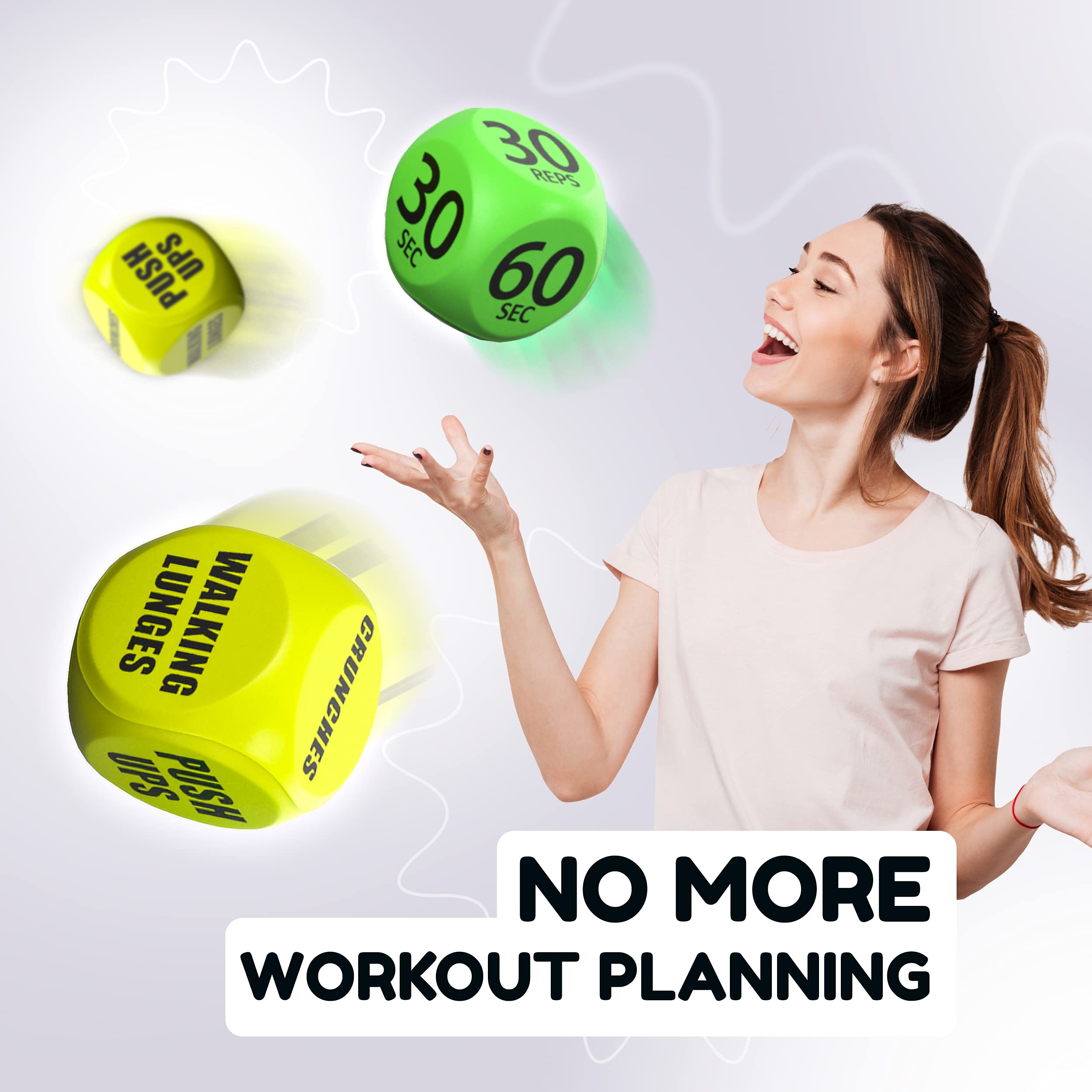 Skywin-Exercise Dice, Fun Workout Dice for Solo or Group Classes, 6-Sided Foam Fitness Dice Great Dynamic Exercise Equipment (Yellow)