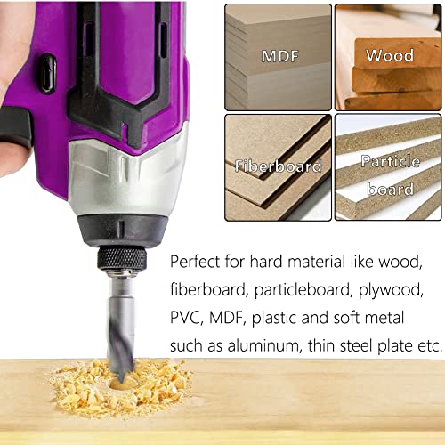 SeonFook 6PCS Stubby Drill Bit Set 1/4-Inch Quick Change Hex Shank 4241 High Speed Steel Woodworking Tool Bits for Drill Set Used in Tight Spaces