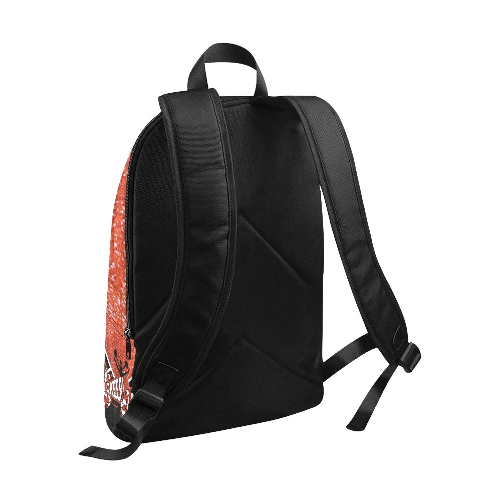 CUXWEOT Personalized Cheerleader Cheer Red Orange Print Backpack with Name Custom Travel Daypack Bag for Man Woman Gifts