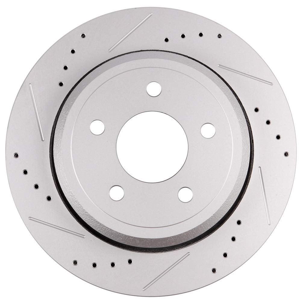 cciyu Front Rear Drilled Slotted Brake Rotors + Ceramic Pads For 2003-2011 For Ford Crown Victoria,2003-2010 For Mercury Grand Marquis,2003-2004 For Mercury Marauder