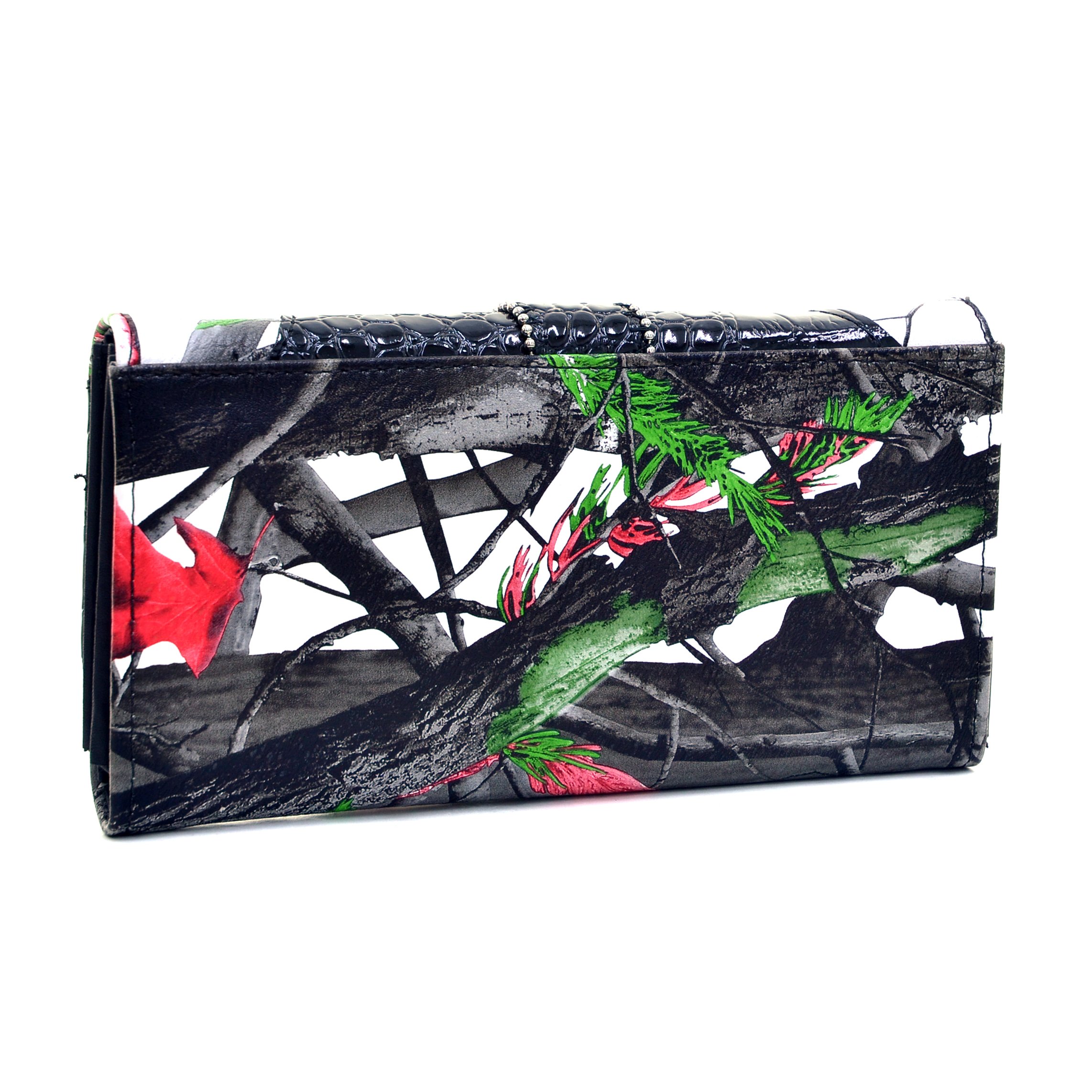 Western Purse Rhinestone Buckle Accent Handbag & Matching Wallet Set - Red/Black/White
