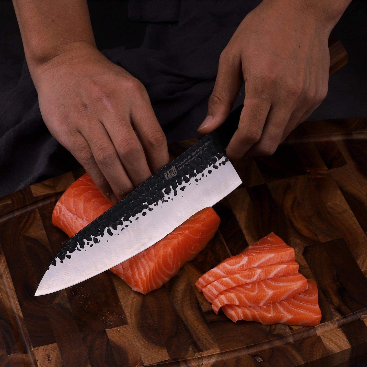 FINDKING Dynasty Series 5" Kitchen Utility Knife and 8" Chef Knife, High Carbon Clad Steel Octagonal Handle Kitchen Knives