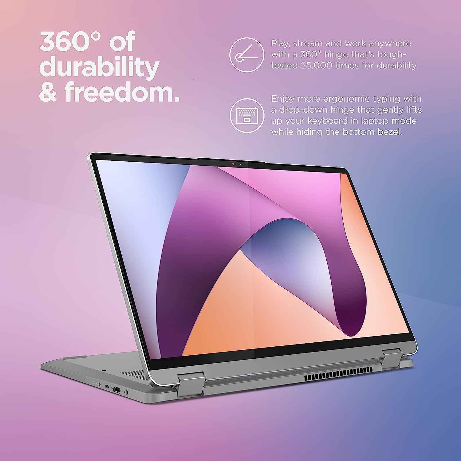 Lenovo IdeaPad Flex 5 16" 2-in-1 Touchscreen Laptop, 10-Core i7-1255U, 100% sRGB, 400nits, QHD(2560 x 1600), Wi-Fi 6, Thunderbolt 4, w/HDMI, 16GB LPDDR4x-4266 RAM, 1TB PCIe SSD