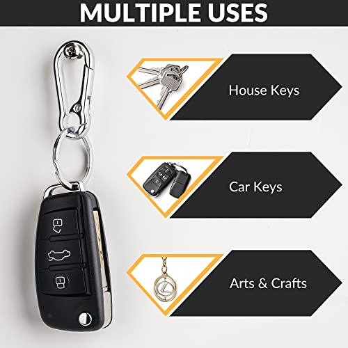 Rainspire Key Ring Keychain Keyrings Key Chain Holder Clip Key Organizer Key Chain Ring for Men and Women, 3 Pack, Silver