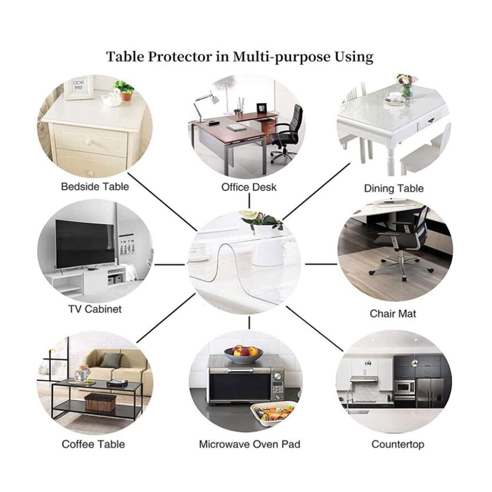 Clear PVC Desk Chair Mat Transparent Plastic Runner Rugs for Hardwood Floors/Carpet Protector,Clear Floor Protector Carpet for Hard Surface Floors, Non Slip Easy Clean Area Rug Pad,2mm Thick,60/80/100