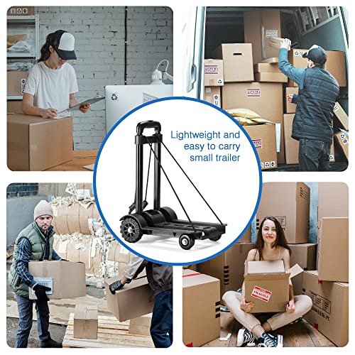 Folding Hand Truck Dolly,110 lbs Dolly Cart with Wheels Compact Collapsible Trolley Luggage Cart for Moving/Shopping/Travel/ Office Use