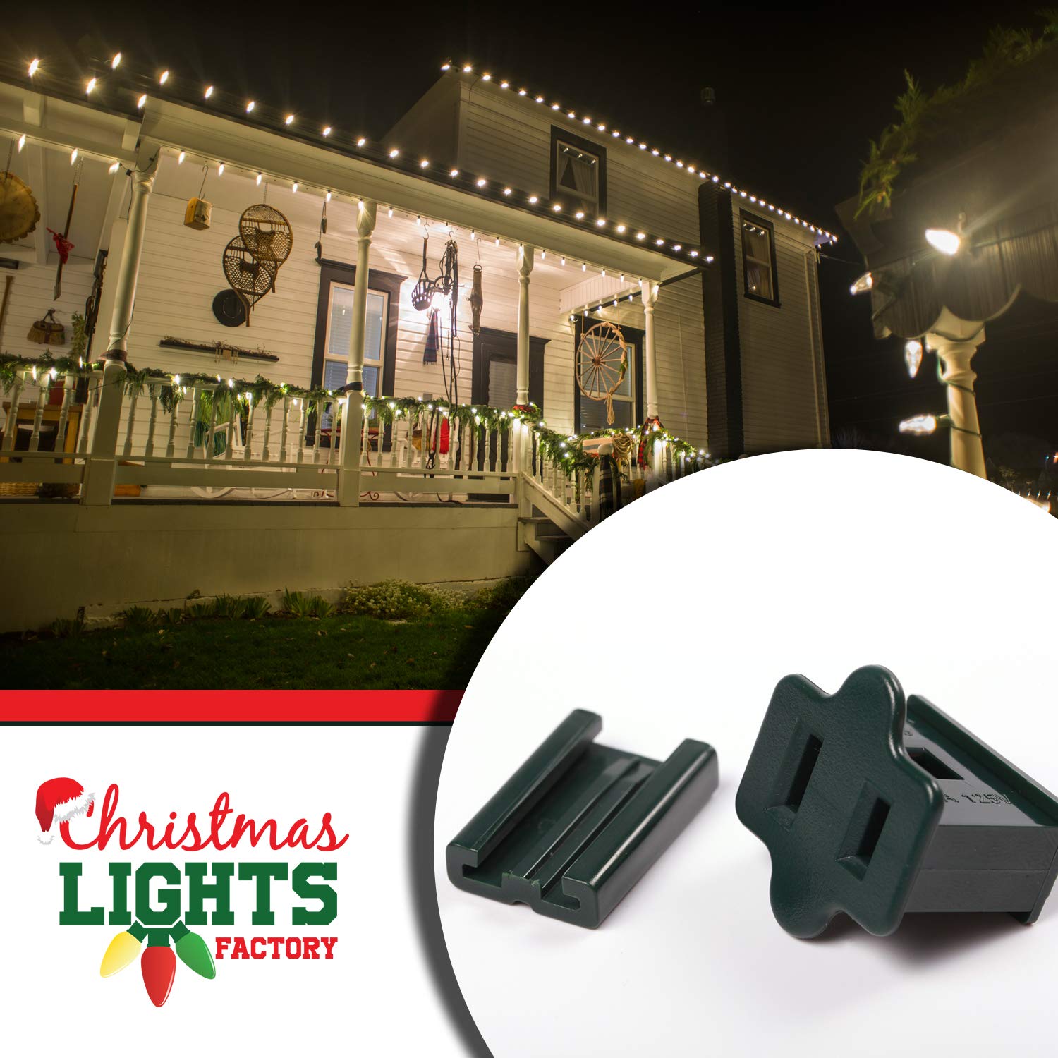 CHRISTMAS LIGHTS FACTORY - Female - Vampire Plug - Gilbert Plug - Slide Plug - 10 Plugs - SPT-1 - Green - Create Custom Extension Cords or Custom Light Strings for Your Holiday Lighting Display.