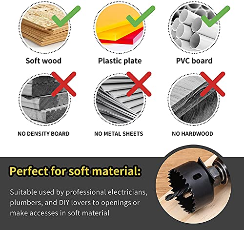 Hole Saw kit, Jellas 20PCS Hole Saw Set with 14Pcs Saw Blades, General Size 3/4" to 5", 2 Mandrels with Drill Bits, 1 Installation Plate, 1 Hex Key, 1 Storage Case, Ideal for Wood, PVC Board, Plastic