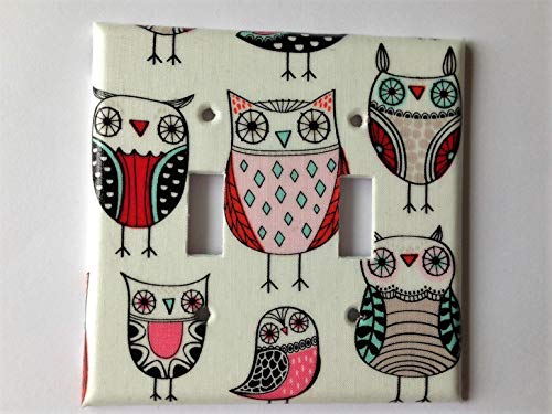 Turquoise And Coral Owls Light Switch Plate Cover Various Sizes Offered