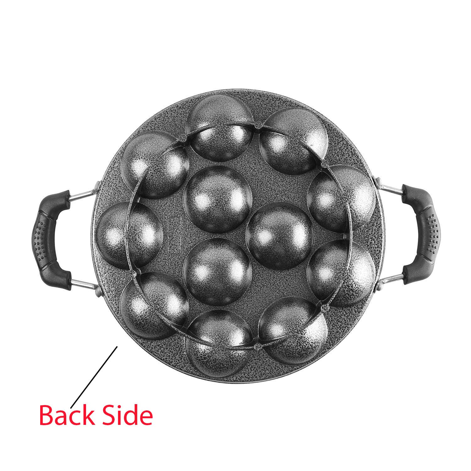 DBY Appam Pan Non Stick Appam Patra 12 Pits Appam Maker Appam Patra Paniyaram Pancake Pastry Pan Appachetty with 2 Side Handle And Stainless Steel Lid