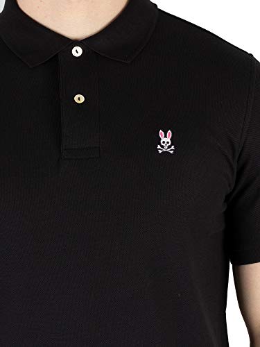 Psycho Bunny Men's Classic Trim Fit Short Sleeve Pique Polo Shirt Black