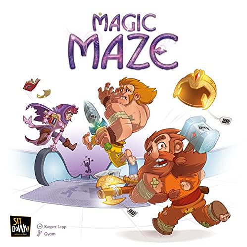 Sit Down! Magic Maze - Real-Time Gameplay, Move the 4 Characters Through the Mall Before the Timer Runs Out - Co-operative, Everyone Has a Different Power, 1-8 players, 15 mins, Ages 8+, Medium