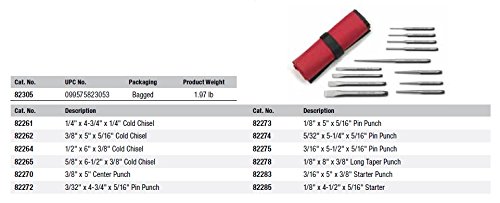 GEARWRENCH Punch and Chisel Set - 82305,Chrome, Large, 12 Pc