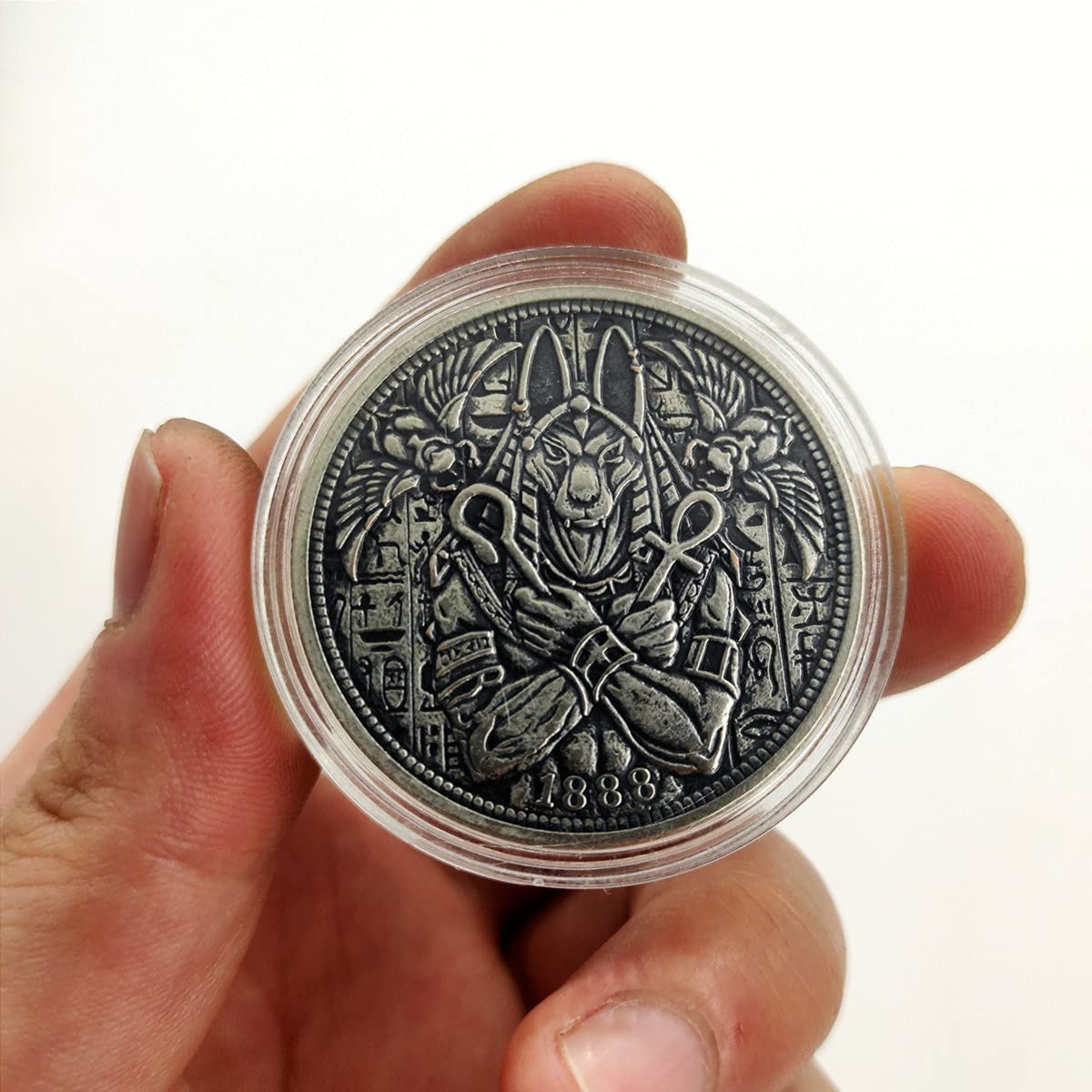 Egyptian Myth Azrael Anubis Werewolf Hobo Nickel Antique Silver Collection Challenge Coin Satan Series