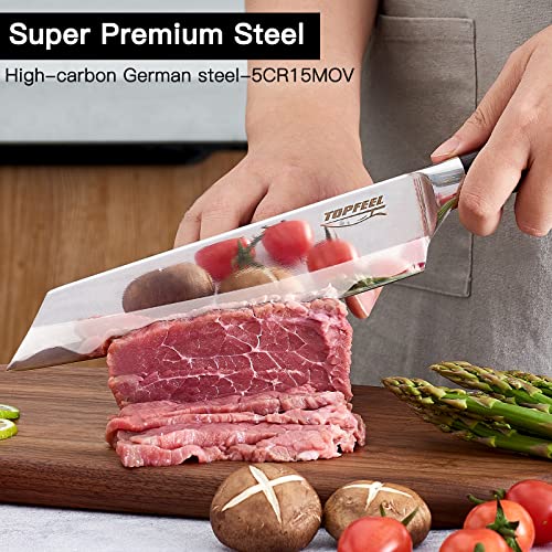 Professional Chef Knife Set High Carbon Stainless Steel Sharp Kitchen Knife Set 3 PCS, Japanese Cooking Knife with Sheath, Knives Set for Kitchen with Ergonomic Wood Handle and Gift Box