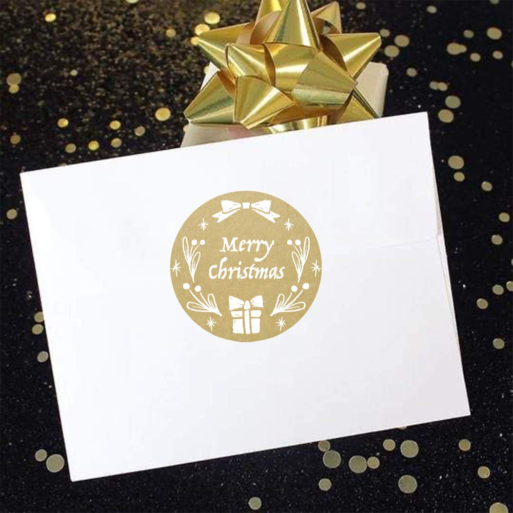 Christmas Stickers Roll, 1.5" Diameter Round Winter Holiday Labels for Greeting Envelopes Gift Bags Wrapping Decoration