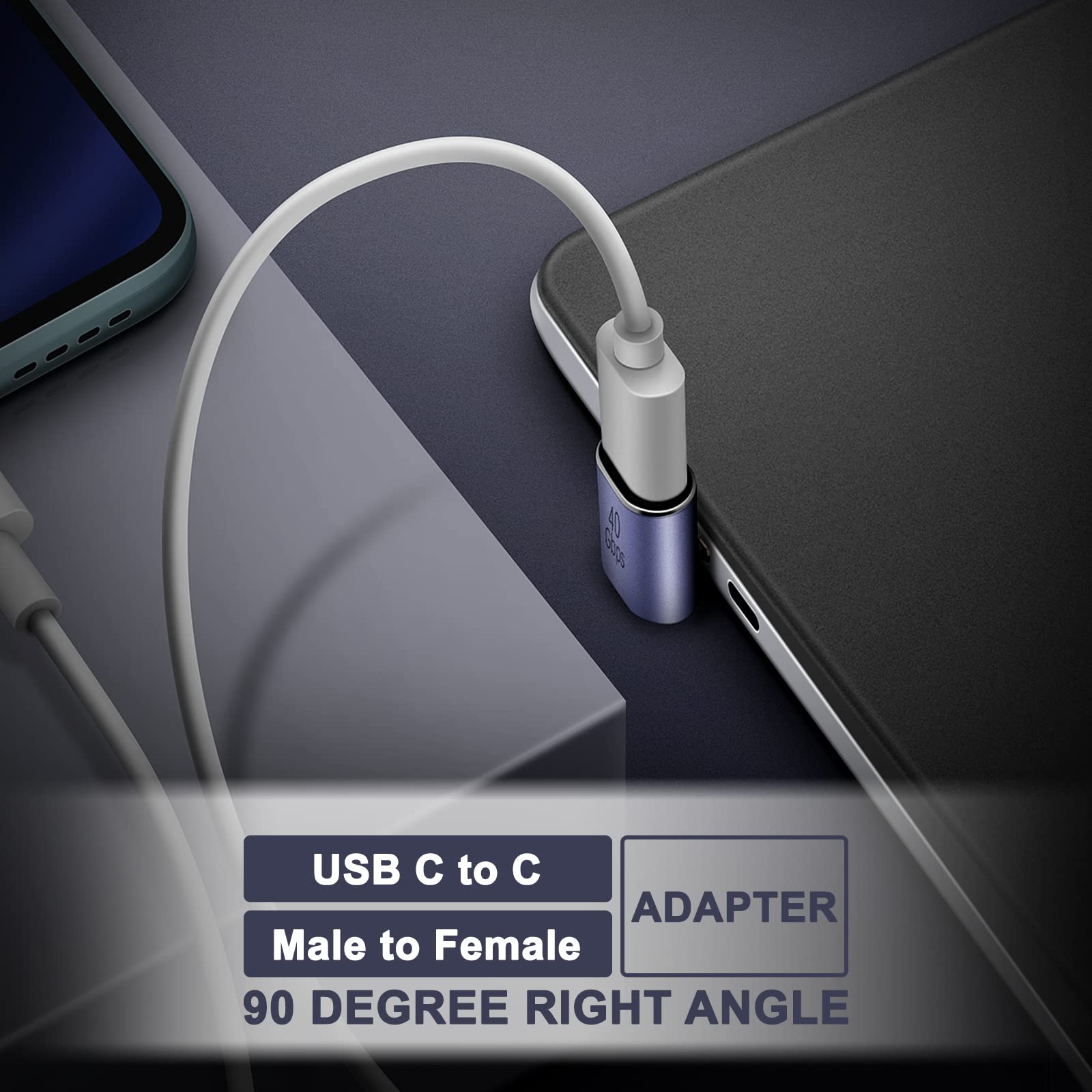 Findeed USB C Male to USB C Female-USB-C 90 Degree Adapter, Right Angle UBC Male to Female Adapter for Switch,MacBook pro/air,Tablet/Smartphone Type C Enabled Device