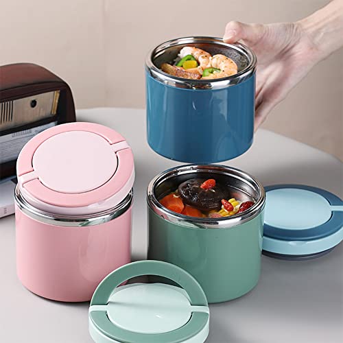 Ptsygantl Food Thermos, 630ml Soup Thermos, Stainless Steel Bento Box with Handle, Breakfast Cup Soup Storage Container Sealed for Work Travel (Green)