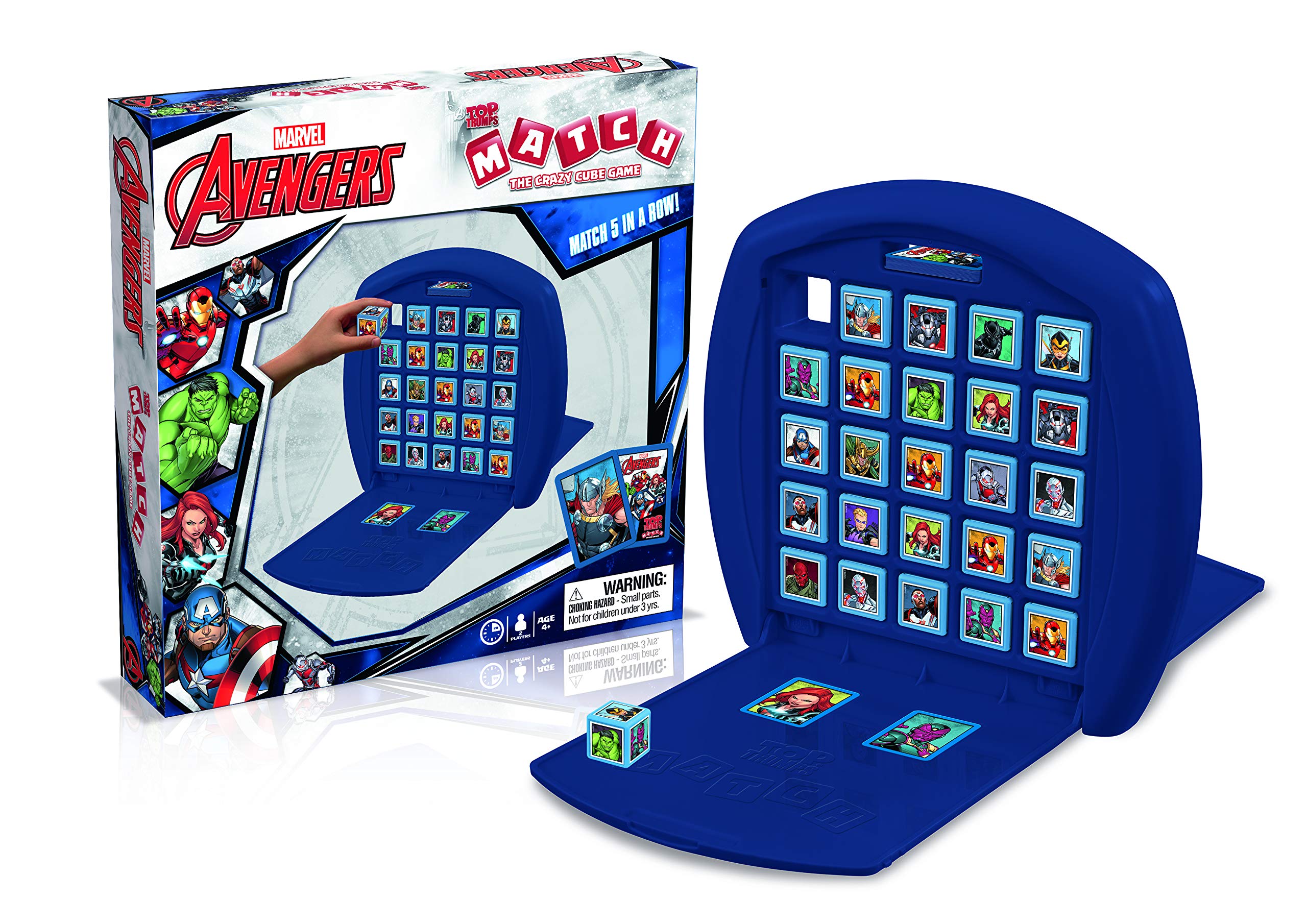 Top Trumps Marvel Avengers Match Board Game, Play with Captain America, Iron Man, Black Widow, Thor and Loki, educational travel game, gift and toy for boys and girls aged 4 plus