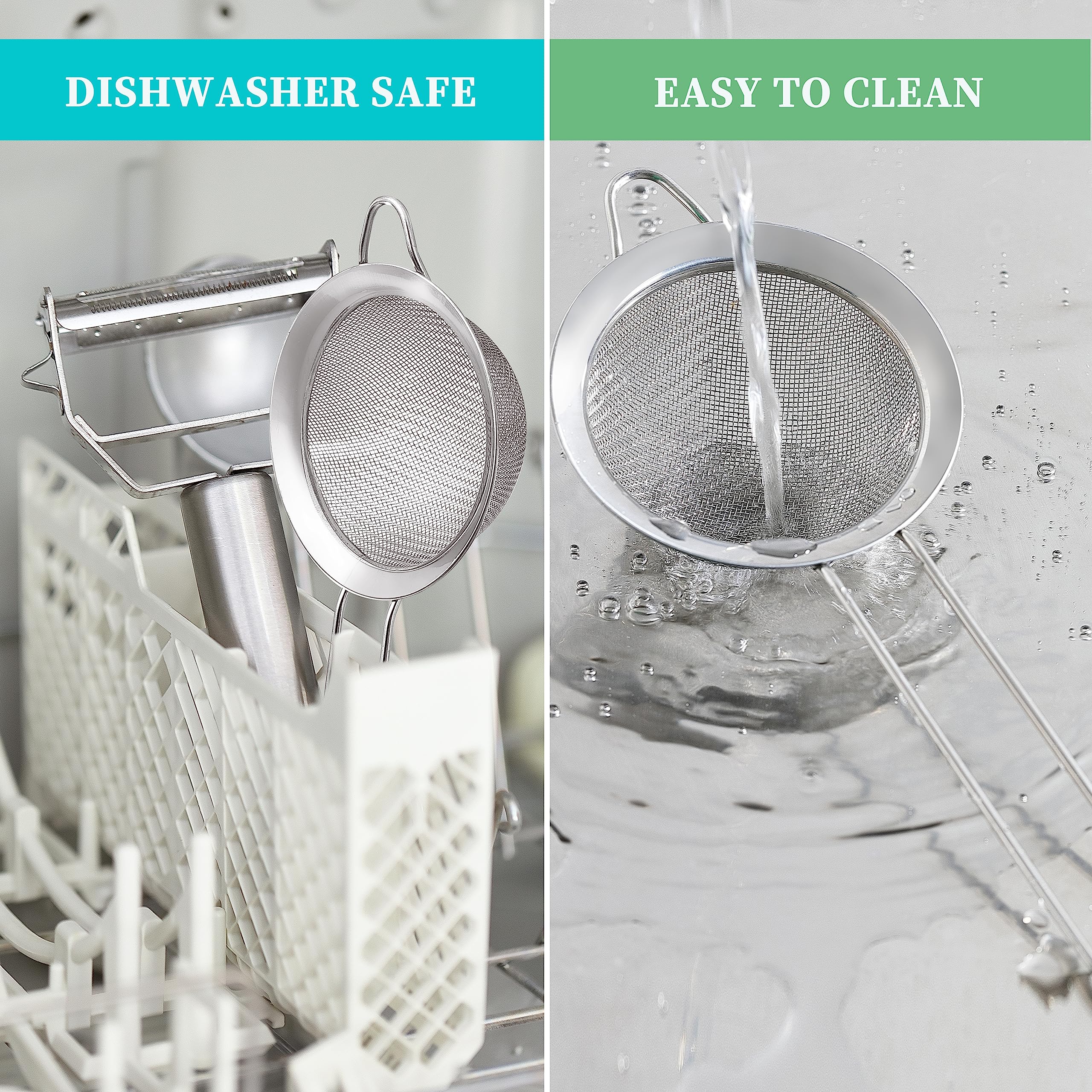 Fine Mesh Strainers for Kitchen, COKUMA Stainless Steel Metal Hand Small Mini Sieve Strainer, Cocktail Strainer Tea Coffee Juice Strainer,Food Strainer with Handlle (3.35inch, Silver)