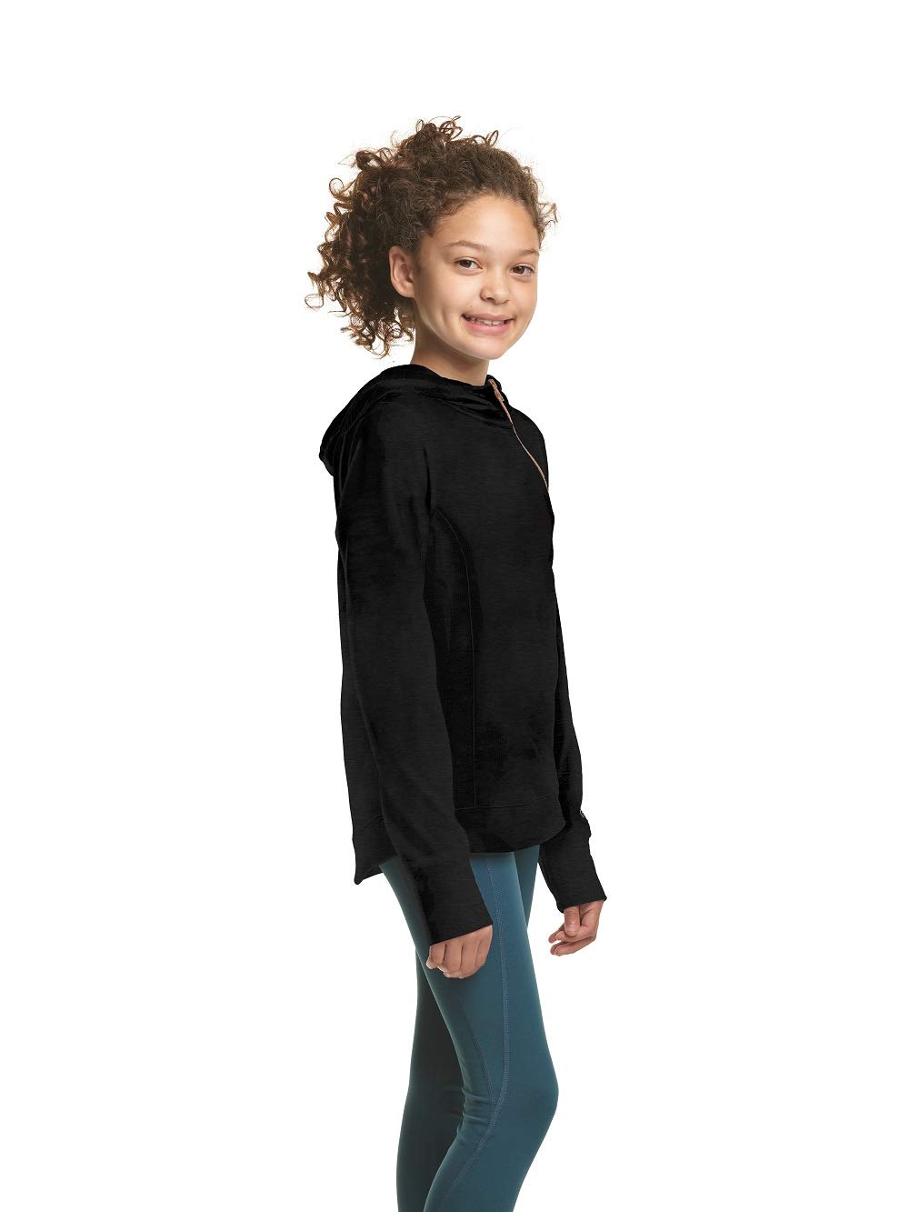 C9 Champion Girls' Fleece Asymmetrical Jacket, Ebony Heather, Large