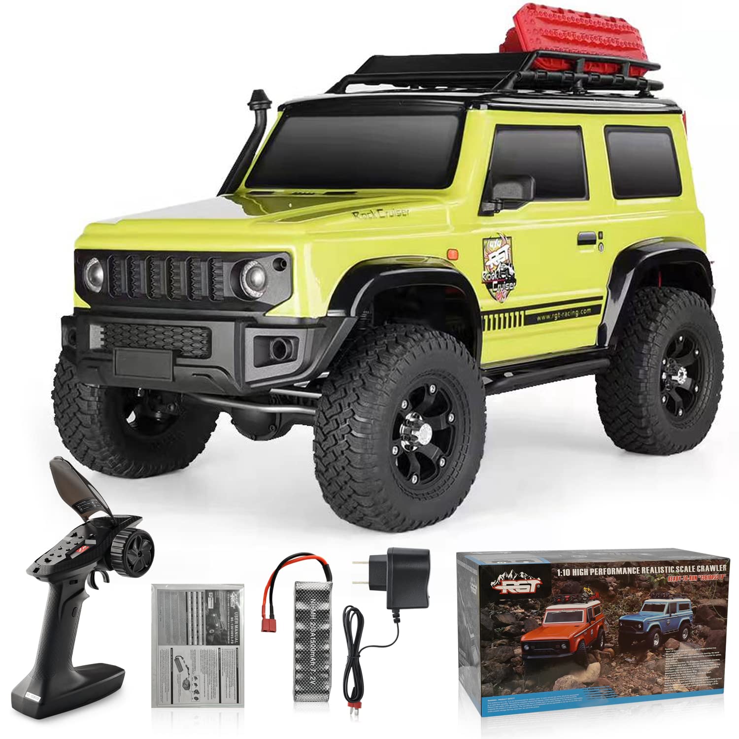 RGT RC Crawler 1:10 4wd Crawler Off Road Rock Cruiser RC-4 136100V3 4x4 Waterproof Hobby RC Car Toy (Yellow)