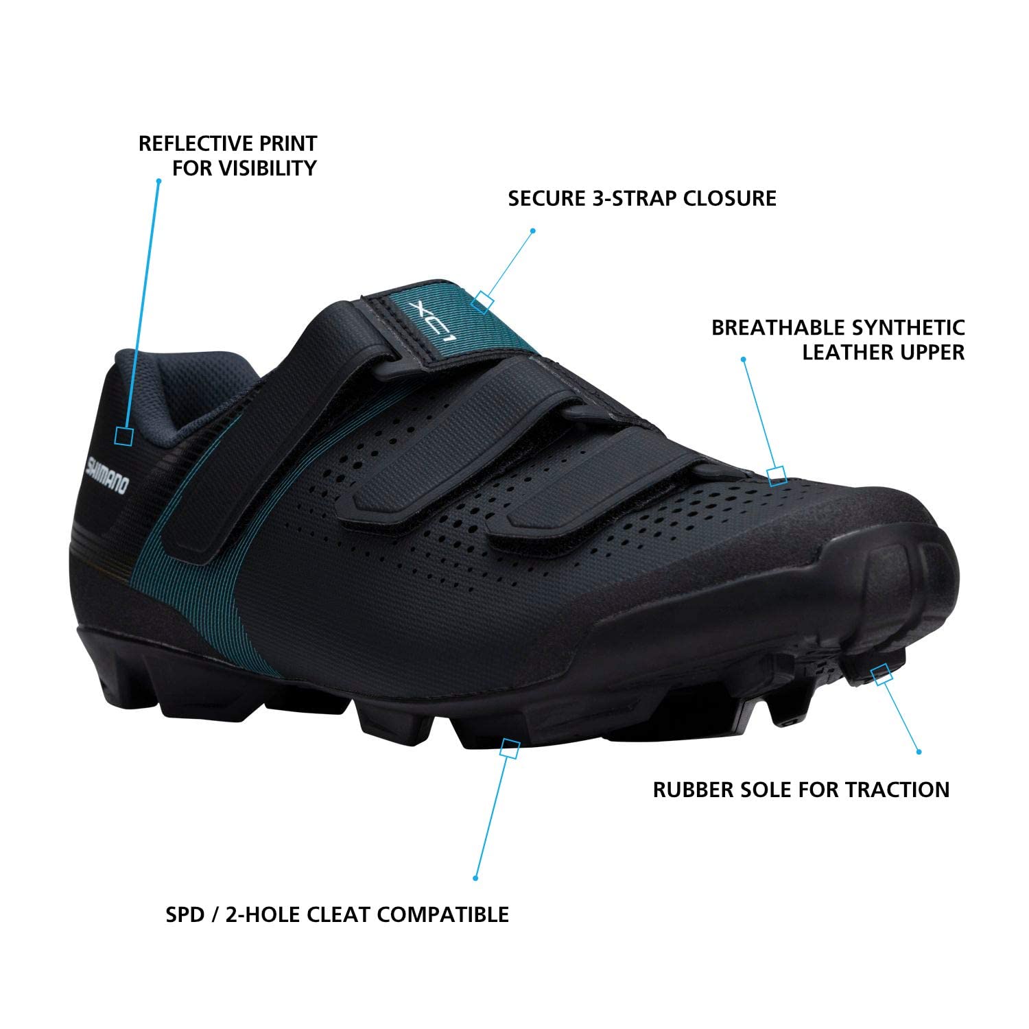 SHIMANO SH-XC100W Women's Indoor and Outdoor Cycling Performance Shoe, Black, 11-11.5 Women (EU 44)