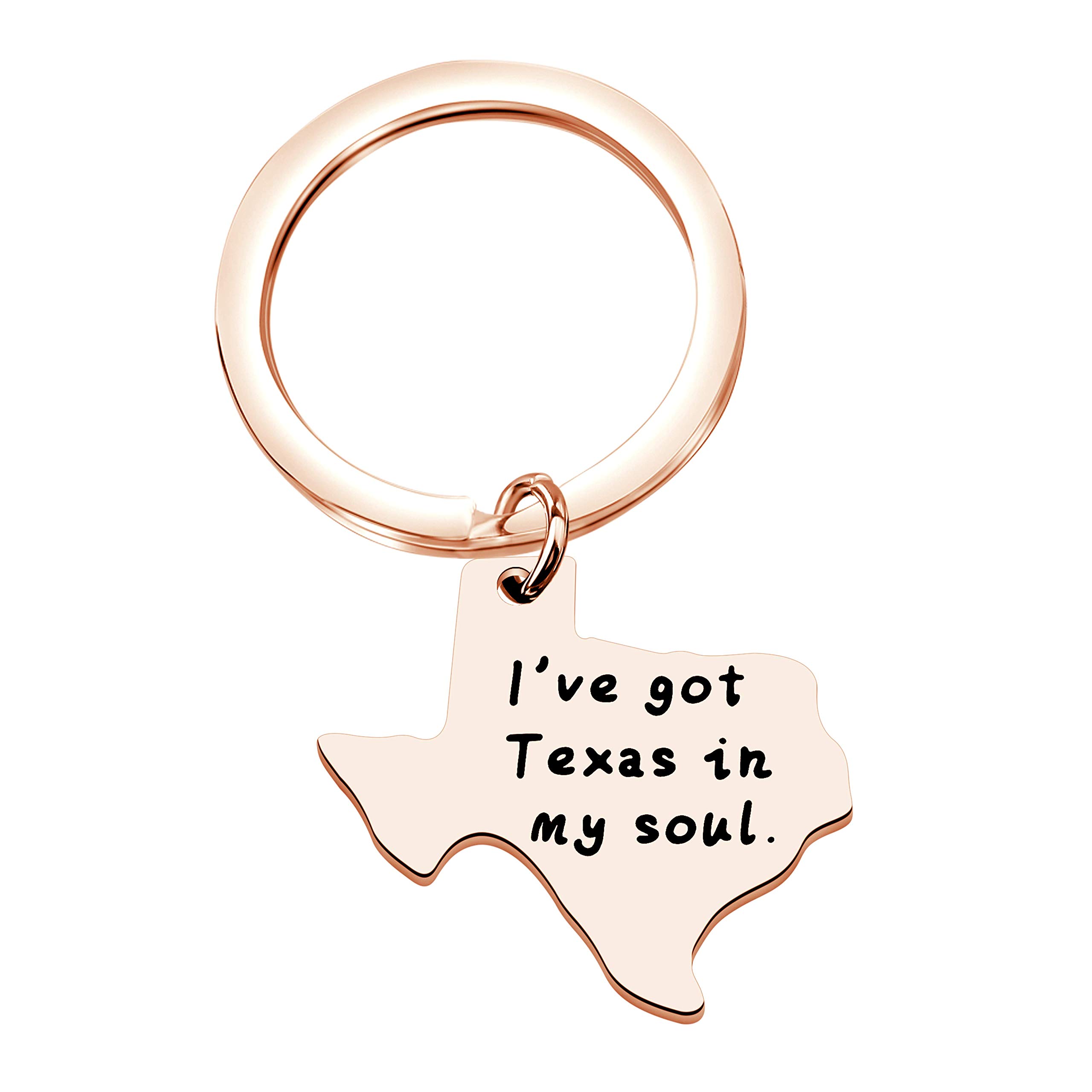CHOROY Texas Sign Keychain Long Distance Relationship Gift Texas Jewelry Moving Away Gift For Her or Him (texas keychain rog)
