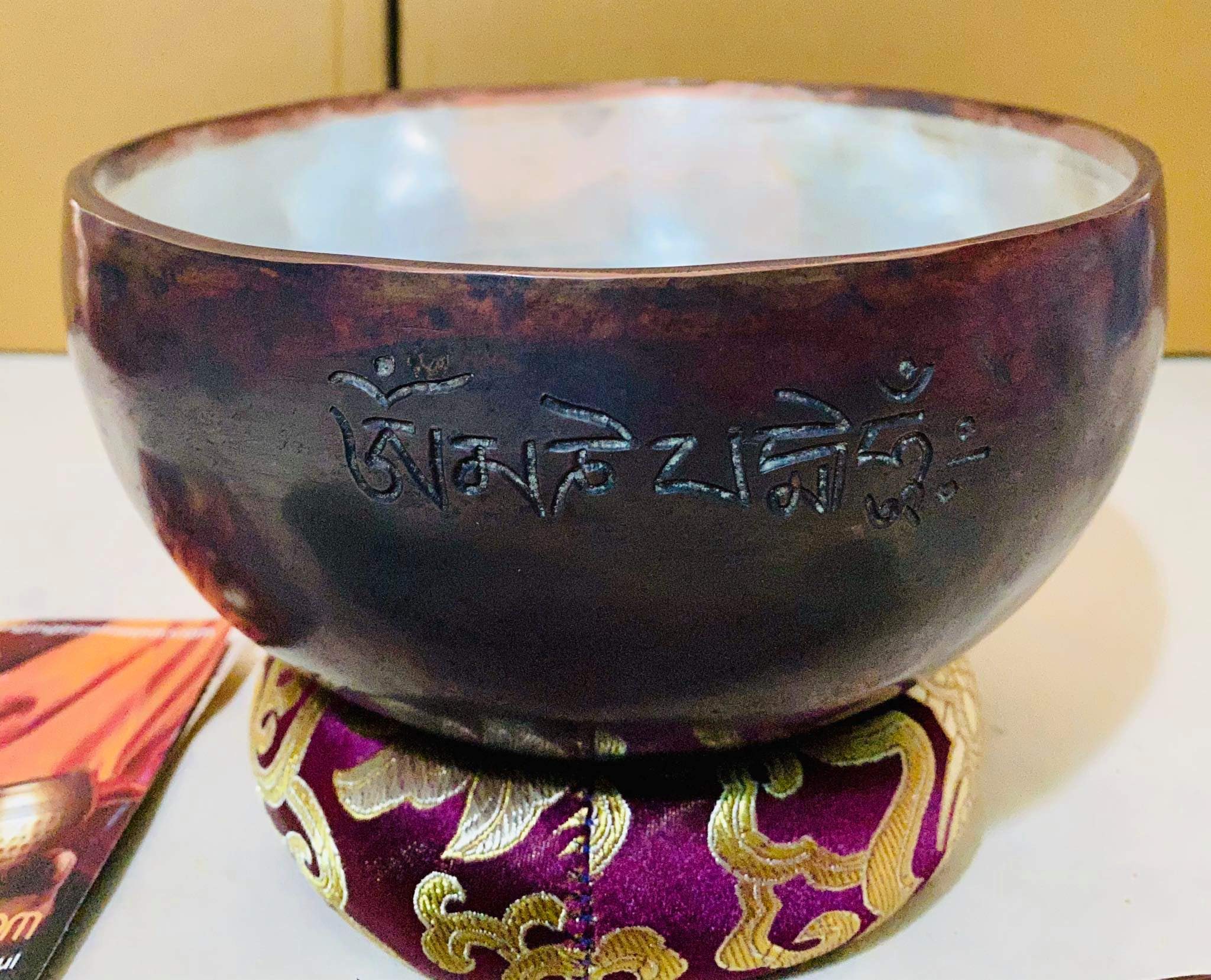 Sacral Chakra and the Sexual Chakra D Note Auntic Hand Hammered Tibetan Meditation Singing Bowl 6.5 Inches - Yoga Old Bowl By Singing Nepal