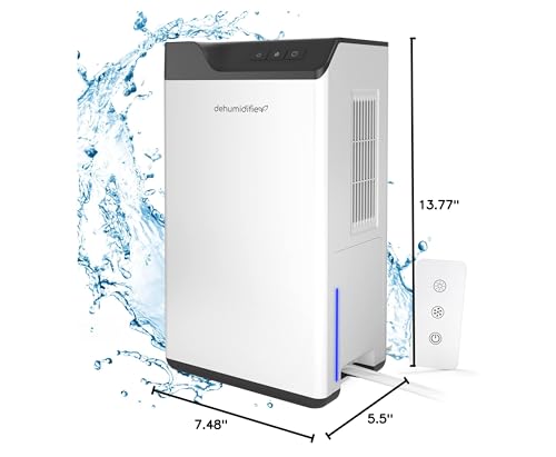 Dehumidifier for Home with Drain Hose, 68OZ Water Tank, Dual Semiconductor, Auto Shut off, Auto Defrost,Portable Dehumidifier for Bedroom, Bathroom, RV, Basement, Closet