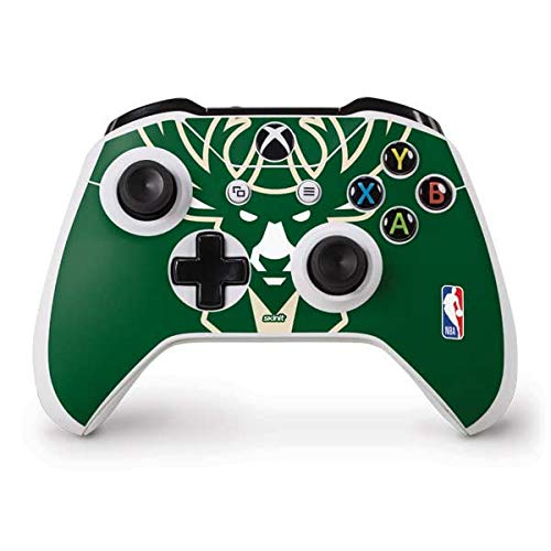 Skinit Decal Gaming Skin Compatible with Xbox One S Controller - Officially Licensed NBA Milwaukee Bucks Large Logo Design