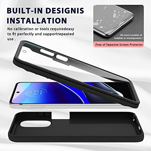 PULEN for Motorola Moto G Stylus 5G 2022 Case with Built-in Screen Protector,Full-Body Shockproof Protective Liquid Silicone Phone Case - Black