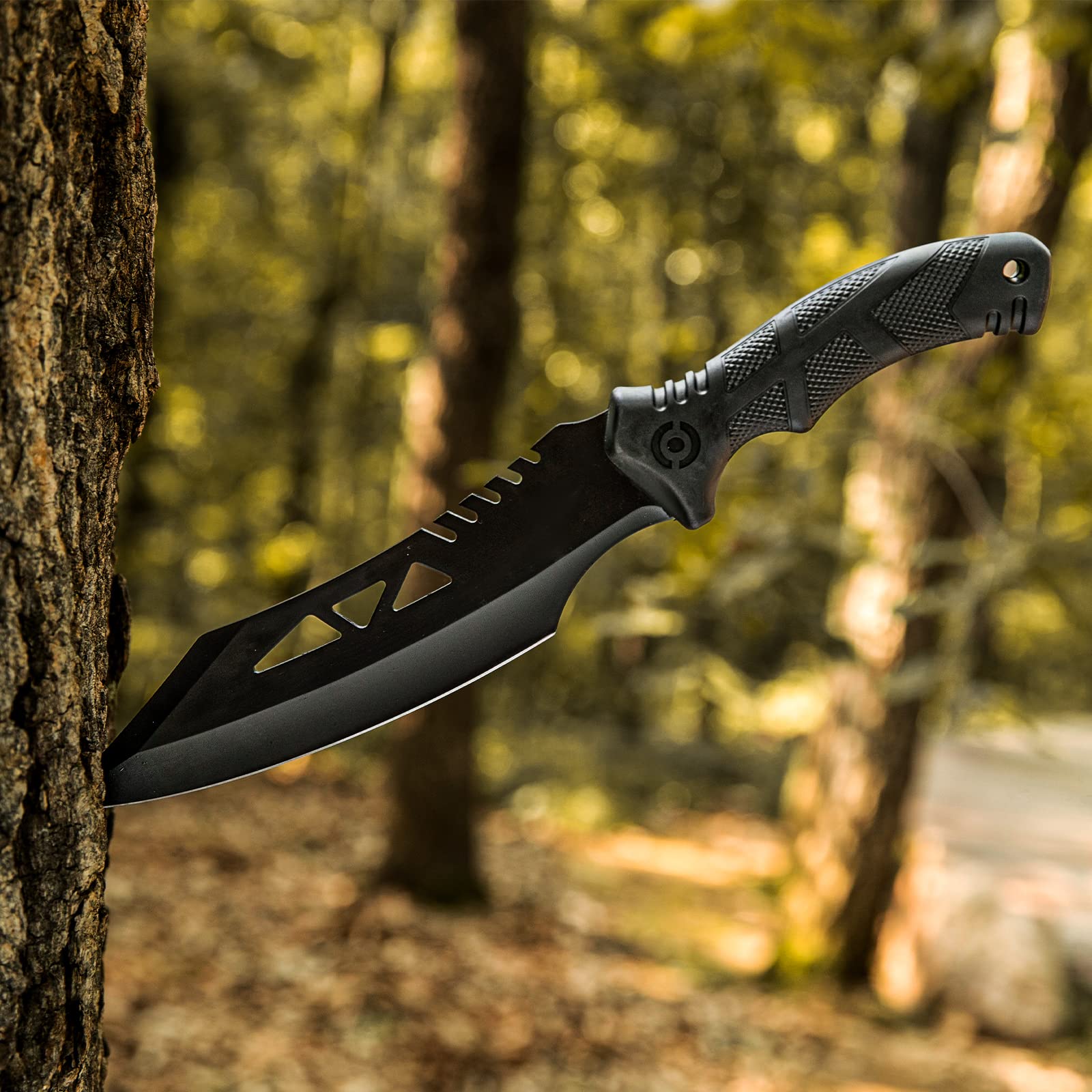 Dispatch Tactical Bowie Survival Hunting Rambo Bushcraft Knife with Protective Sheath Military Combat Fixed Blade, with Non-Slip Handle, for Camping, Hunting, and Adventure, 15" Closed