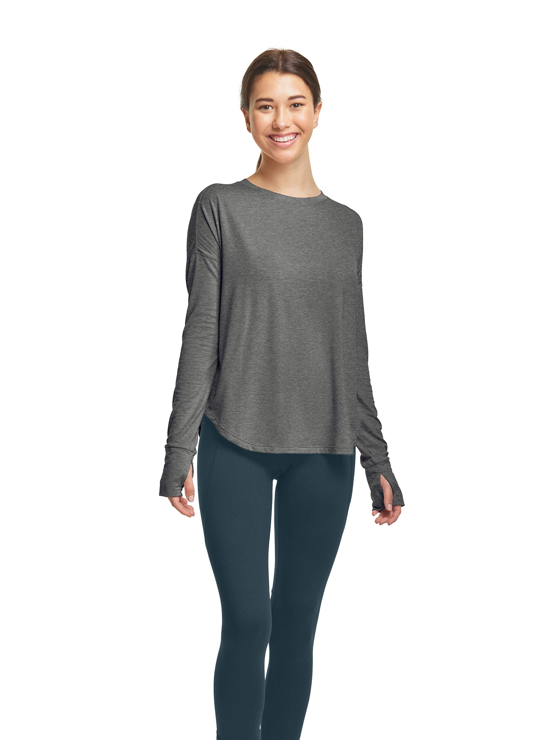 C9 Champion Women's Fashion Long Sleeve T-Shirt, Echo Gray Heather, L