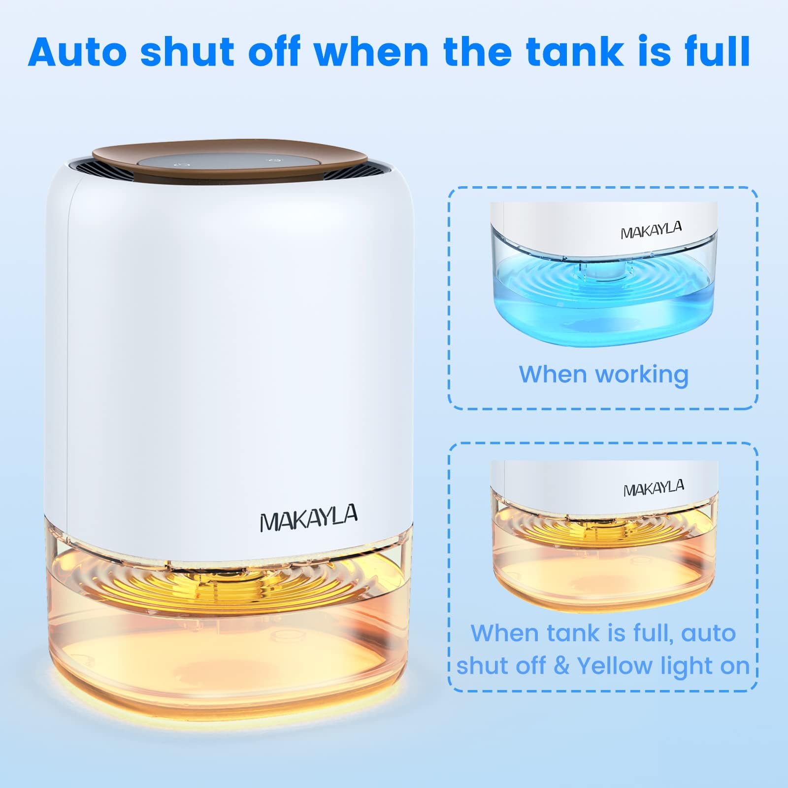 Dehumidifier for Room under 300 sq ft, 37 oz Capacity Water Tank, 2 Working Modes/Auto Shut-off, Dual-Semiconductor Quiet Small Dehumidifiers for Home, Bedroom, Basement, Bathroom, Kitchen, RV