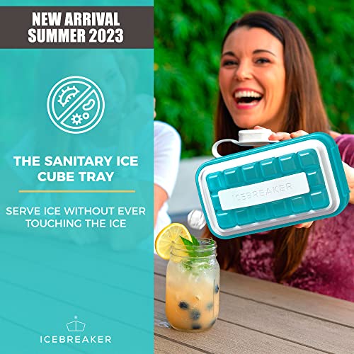 ICEBREAKER CLEAR POP 2023 - Make And Serve Ice Without Ever Touching The Ice - The Sanitary Ice Tray for Freezer - NO Spills Silicone Tray With Lid - Ice Cube Maker 18 Ice Cubes