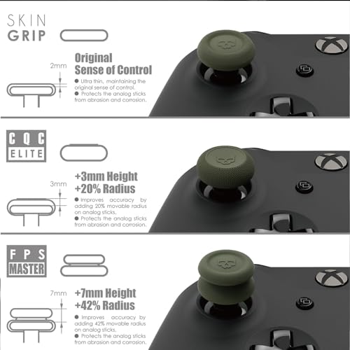 Skull & Co. Skin, CQC and FPS Thumb Grips Joystick Cap Analog Stick Cover for Xbox Controller- OD Green, Set of 6