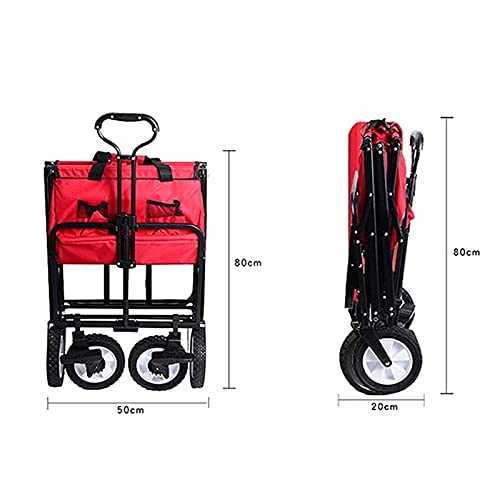 Collapsible Folding Wagon, Folding Wagon,Collapsible Utility Trolley Outdoor Cart,with Rubber Universal Wheels,for Camping Garden Beach All Terrain wi