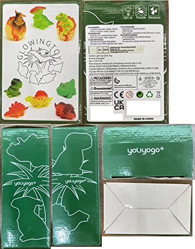 yoliyogo Dinosaur Toy Bath Floating Toy with Auto Flashing Early Learning Toy Dinosaur Theme Model 8 Pcs Bathtub Shower Toy Gift for Kids&Pets