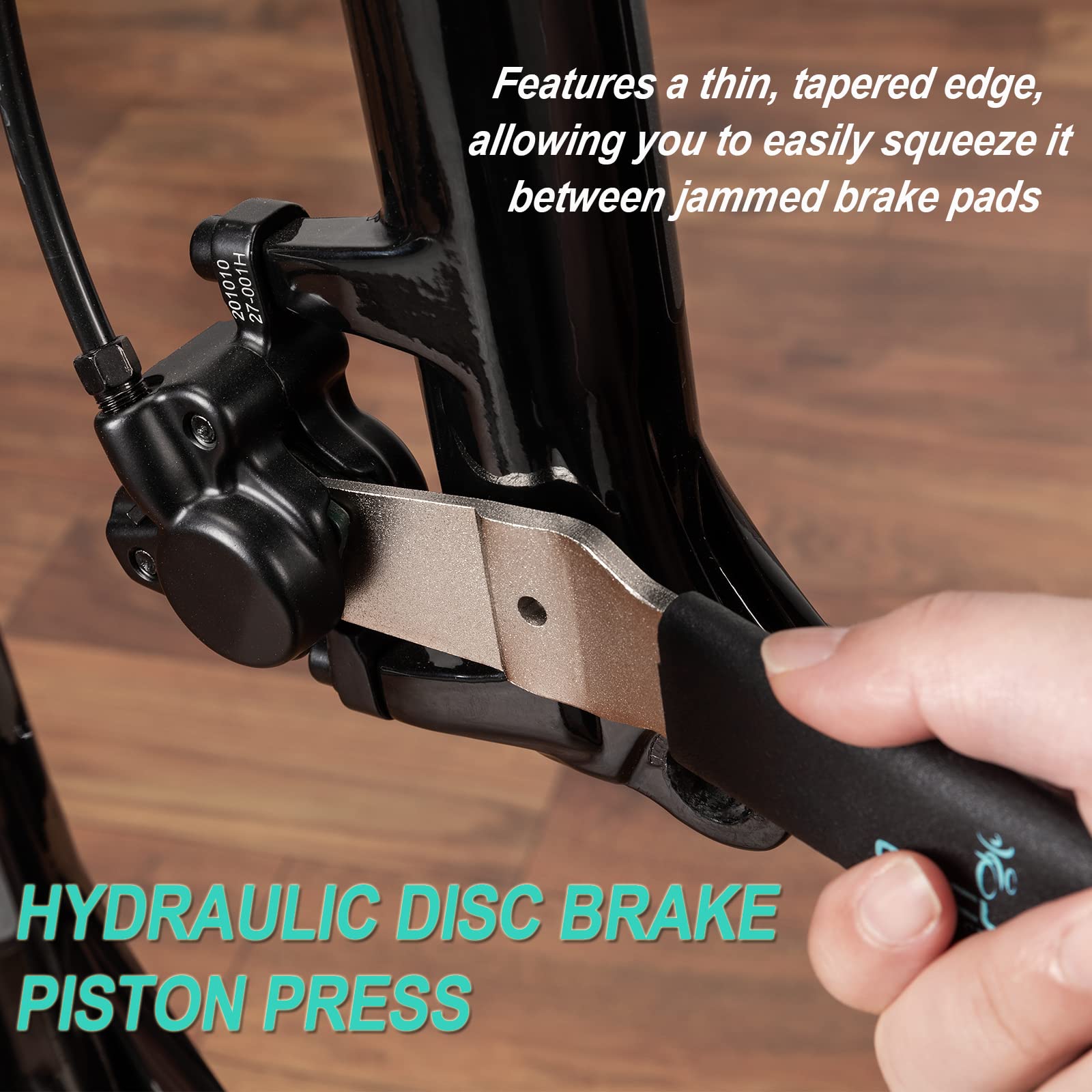 cyclists Rotor Truing Fork - 2 in 1 Bike Rotor Tool & Hydraulic Piston Press for Bicycle Disc Brakes - Bike Disk Brake Rotor Alignment Tool for Mountain Road Bike