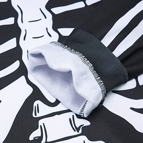 Idgreatim Men Women Halloween Skeleton Hoodie Novelty Realastic 3D Graphic Pullover Sweatshirt with Pocket Novelty Cpsplay Hoody Jacket for Dead Parades XL