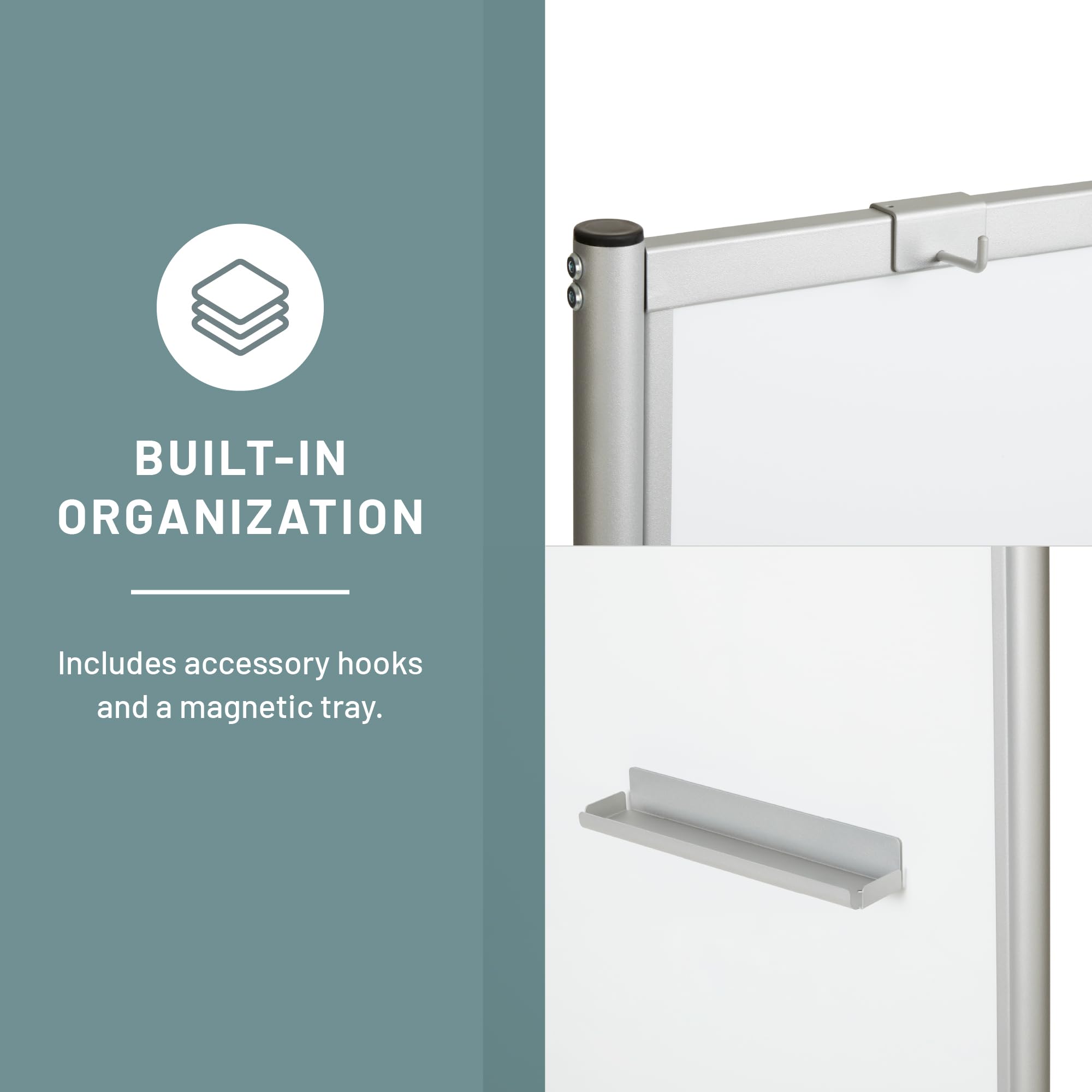 Safco Impromptu Full Whiteboard, Double-Sided Magnetic Dry Erase Board for Home, Office and Classroom, Commercial Grade Steel Frame with Swivel Wheels