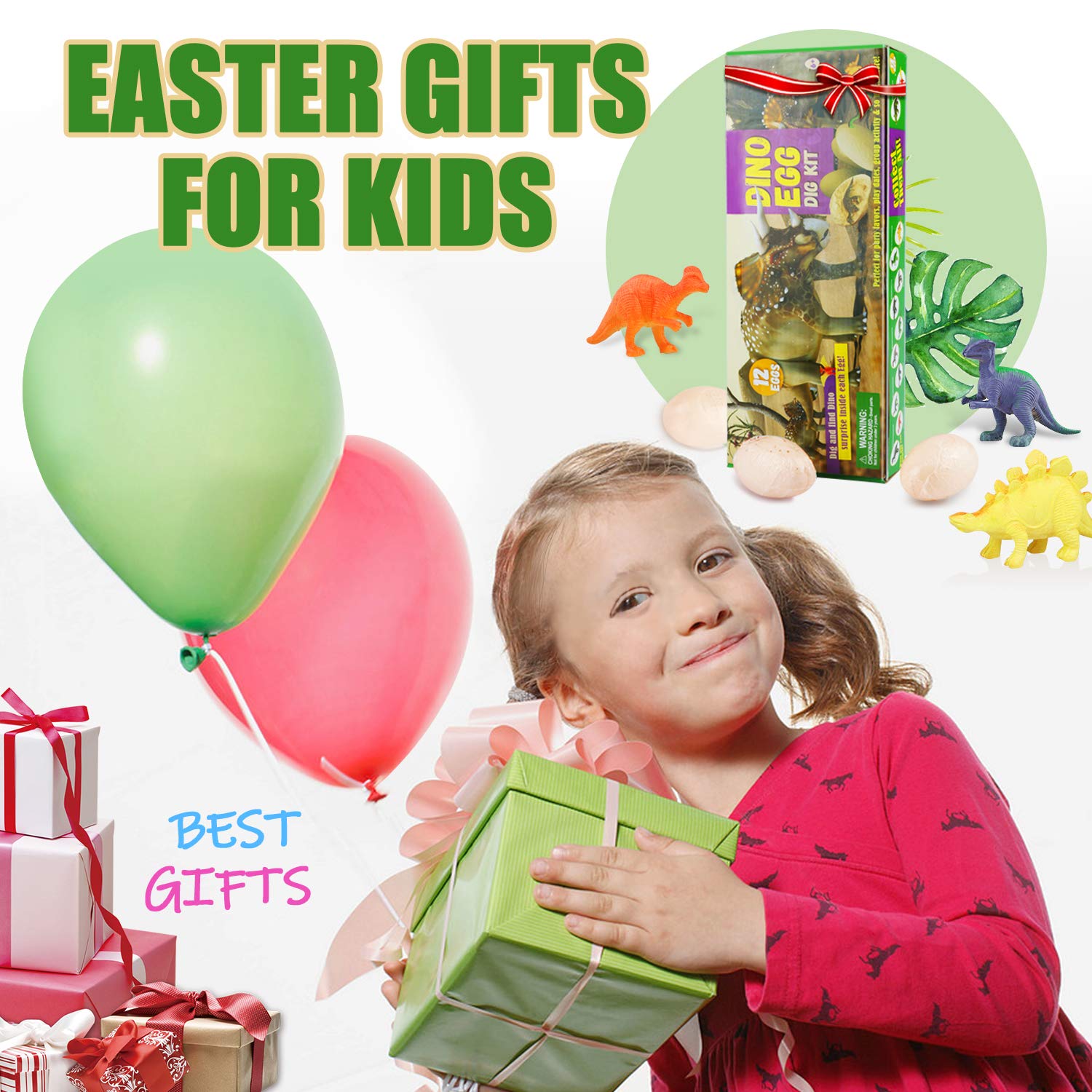 Touber Dinosaur Eggs Excavation, Dig a Dozen Dino Eggs Kit Dinosaur Eggs for 4-11 Year Olds Kids Easter Gifts for 5-12 Year Olds Boys Girls Easter Toys for Kids STEM Games for Kids 6-13 - Easter Eggs