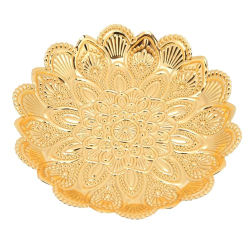 Gold Fruit Bowl, 5.5inch Decorative Metal Centerpiece Bowl Modern Fruit Bowl for Kitchen Counter Gold Bowls Gold Candies Dessert Serving Tray for Dinners Parties