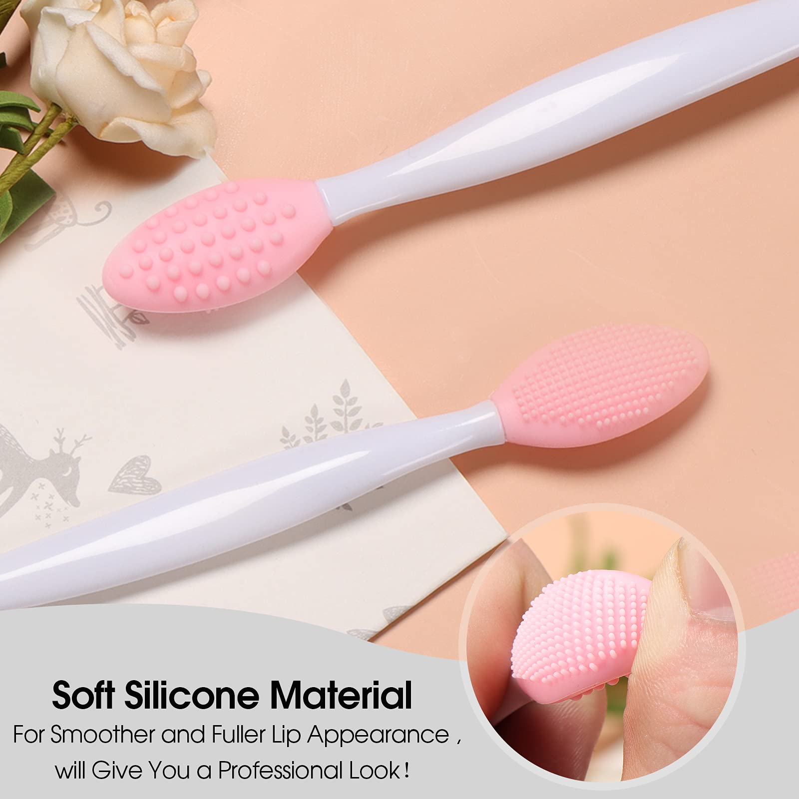 Lip Scrub Brush,Silicone Lip Brush Exfoliating Double-Sided Lip Scrubber Tool, Lightening for Dark and Chap Lips, Exfoliating Brush for a Smoother and Fuller Appearance, Cleaner Lips