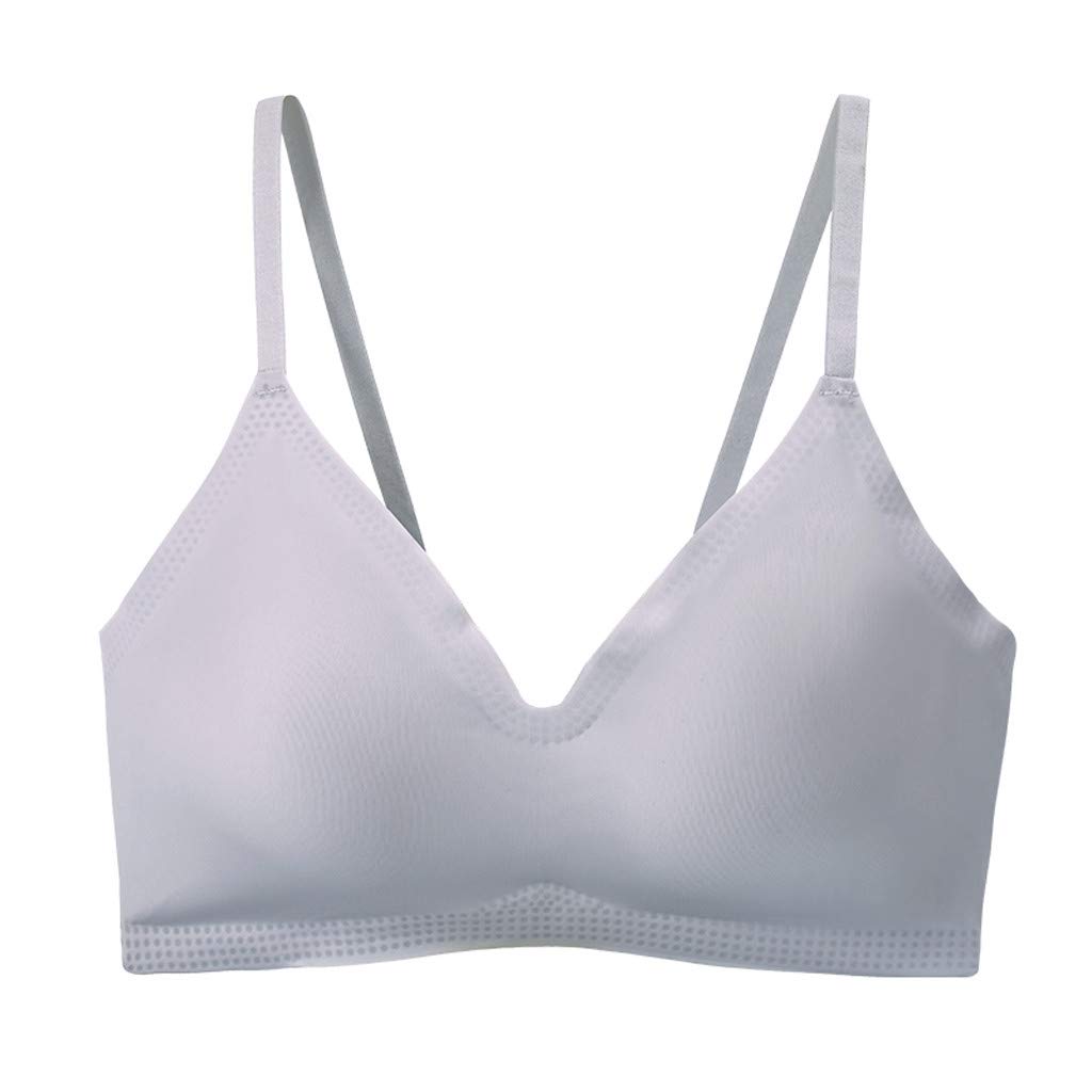 Women Bra,JFLYOU Sale Ladies Sports Sleep Bra without Steel Ring Seamless Ice Wire Bras Underwear(Gray,Medium)
