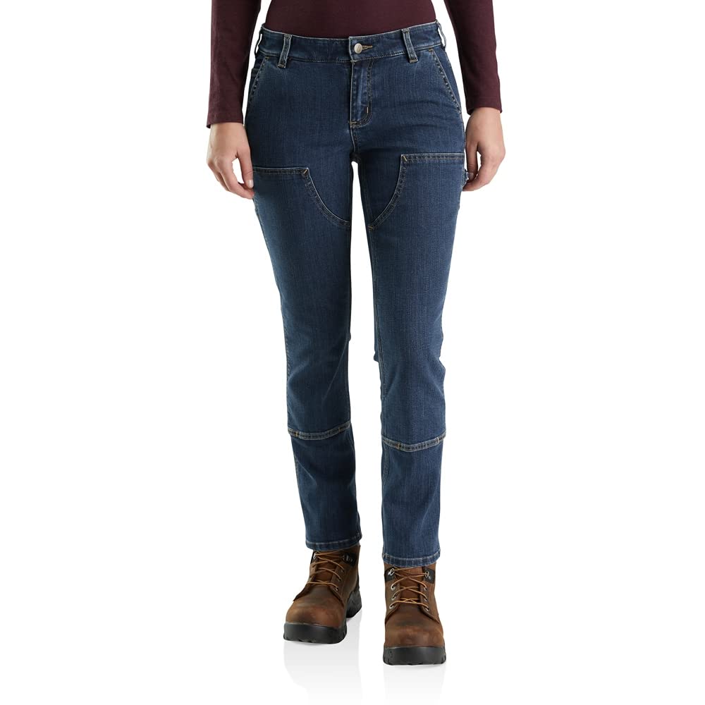 Carhartt Women's Big Straight Fit Double Front Jean, Rainwash, 2 Tall